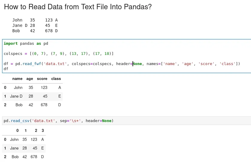 How To Read Data From Text File Into Pandas 
